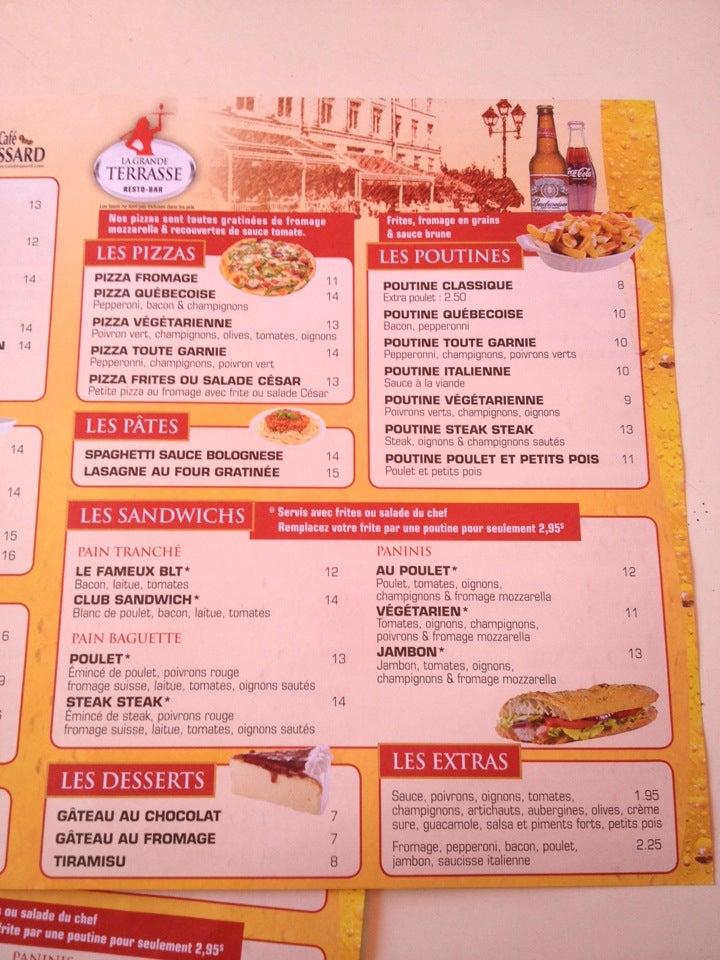 Menu at La Grande Terrasse restaurant, Montréal