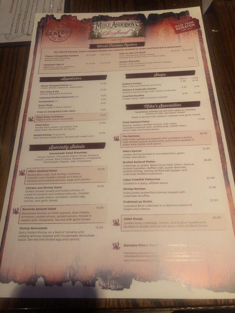 Menu at Mike Anderson's - Baton Rouge restaurant, Baton Rouge