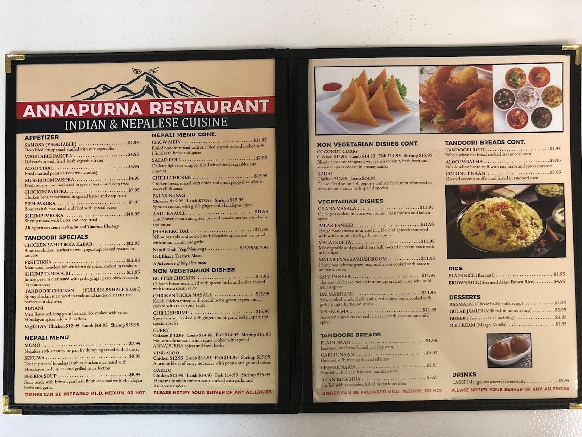 Menu at Penticton Indian Cuisine restaurant, Penticton