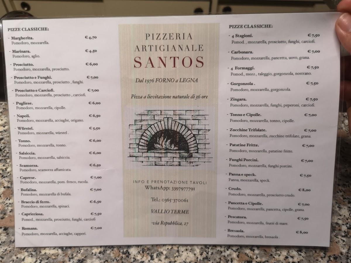 Menu da Pizzeria Santos, Case Nuove