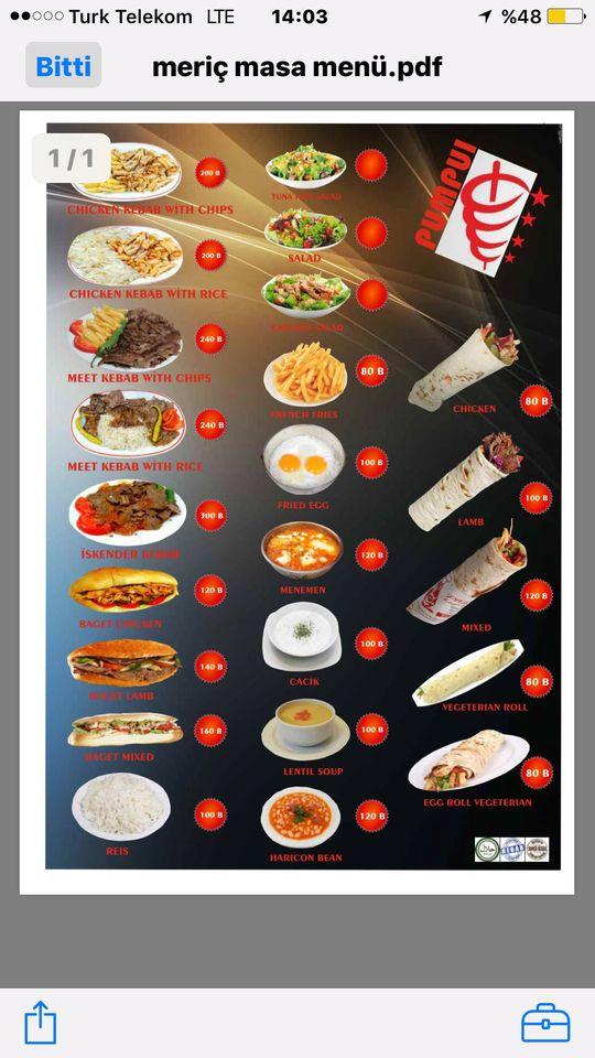 Carta del restaurante Pumpui Turkish Kebab, Pattaya
