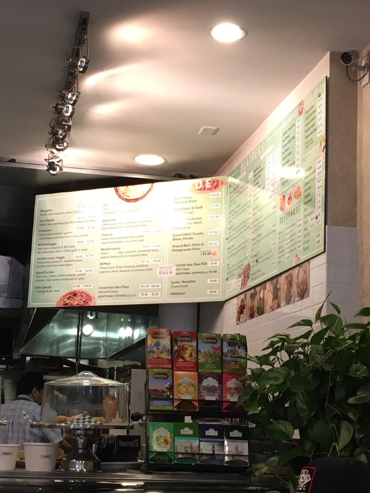 Menu at Sofra Mediterranean Kitchen restaurant, Vancouver