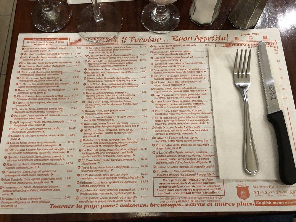 Menu at Pizza Il Focolaio pizzeria, Montréal