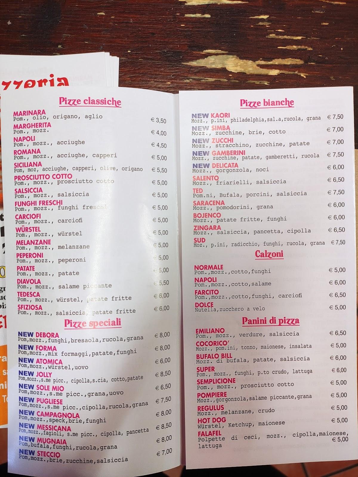 Menu da Pizzeria D'Asporto La Quercia di Somma Iolanda, Castenaso