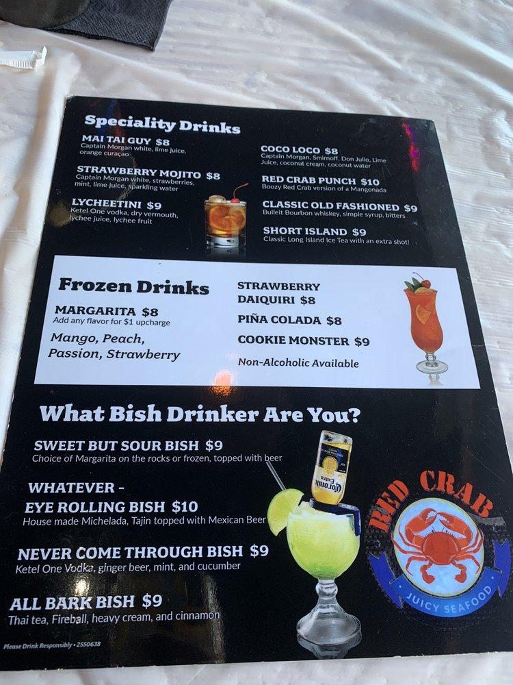 Menu at Red Crab restaurant, Addison