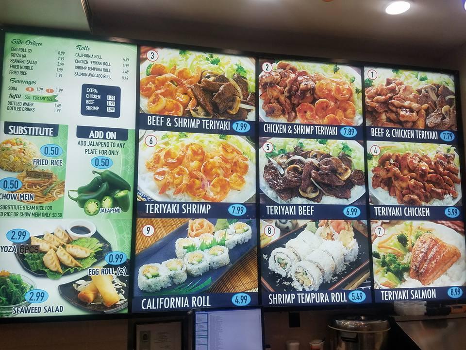 Menu at Sansei Japan restaurant, Montebello, Montebello Town Center
