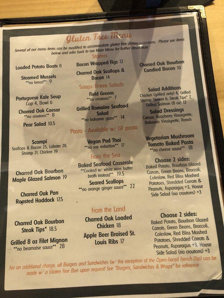 Menu at The Charred Oak Tavern pub & bar, Middleborough