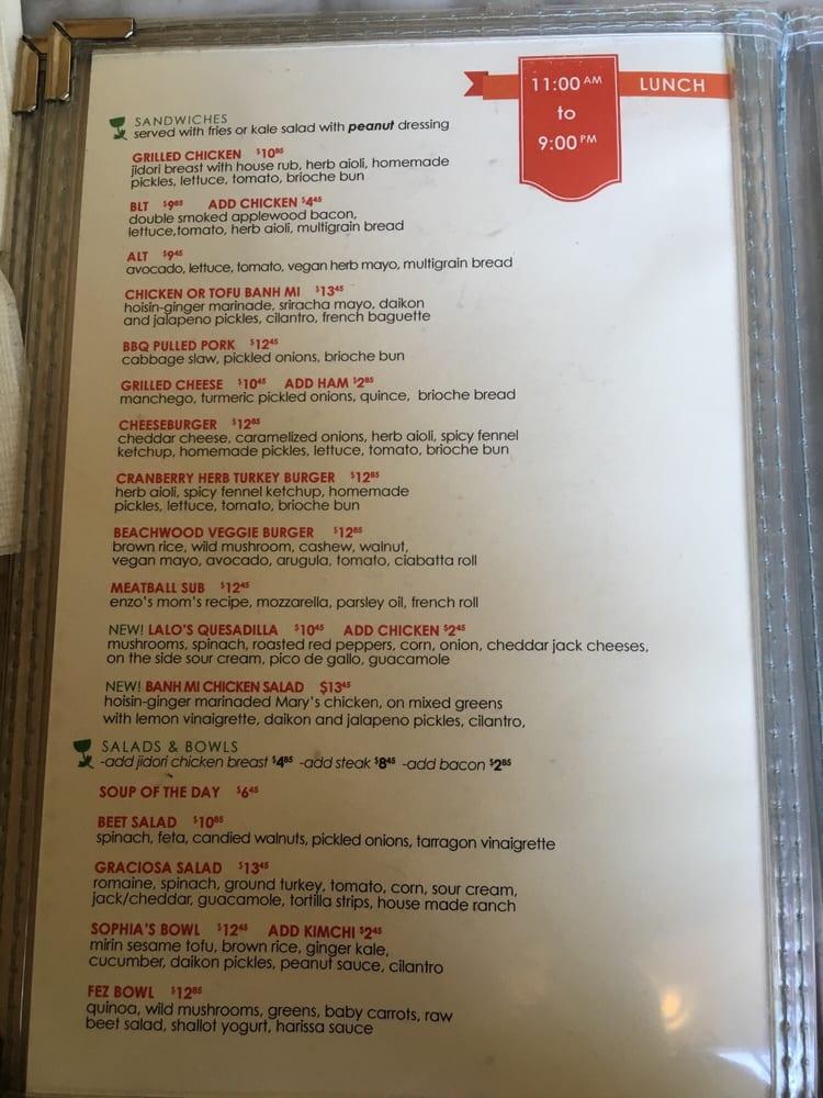 Menu at Beachwood Cafe, Los Angeles, N Beachwood Dr