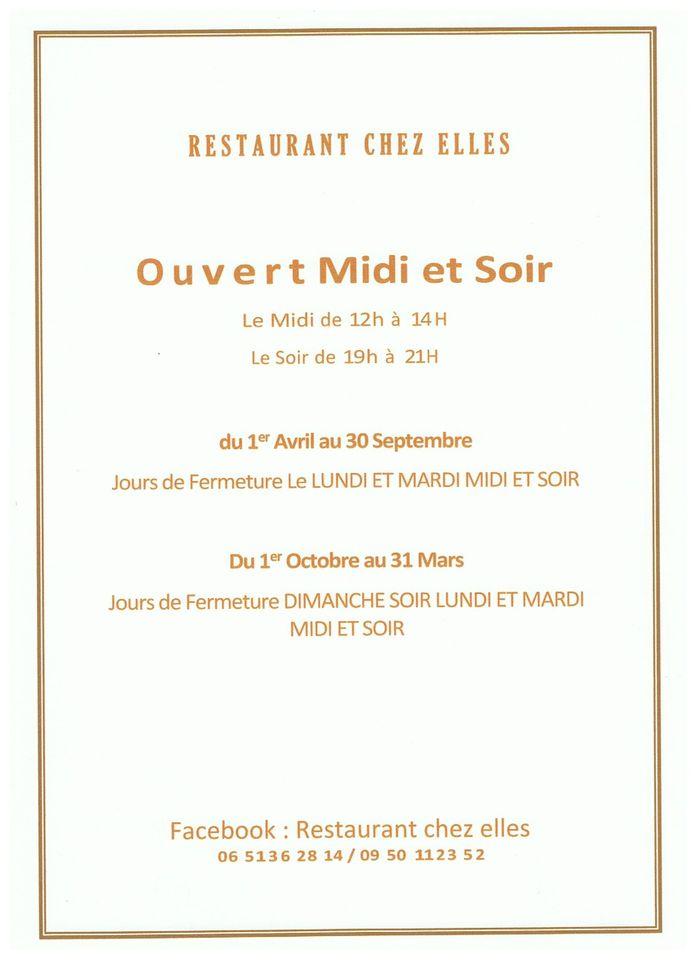 Menu au Chez Elles restaurant, L'Isle-sur-la-Sorgue
