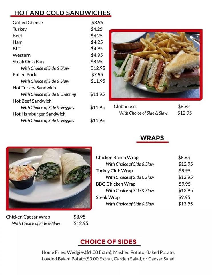 Menu at Gill's Grill restaurant, Gambo