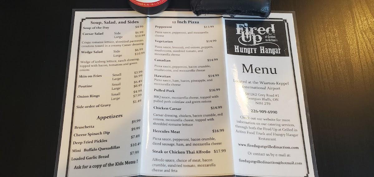 Menu at Hungry Hangar restaurant, Wiarton