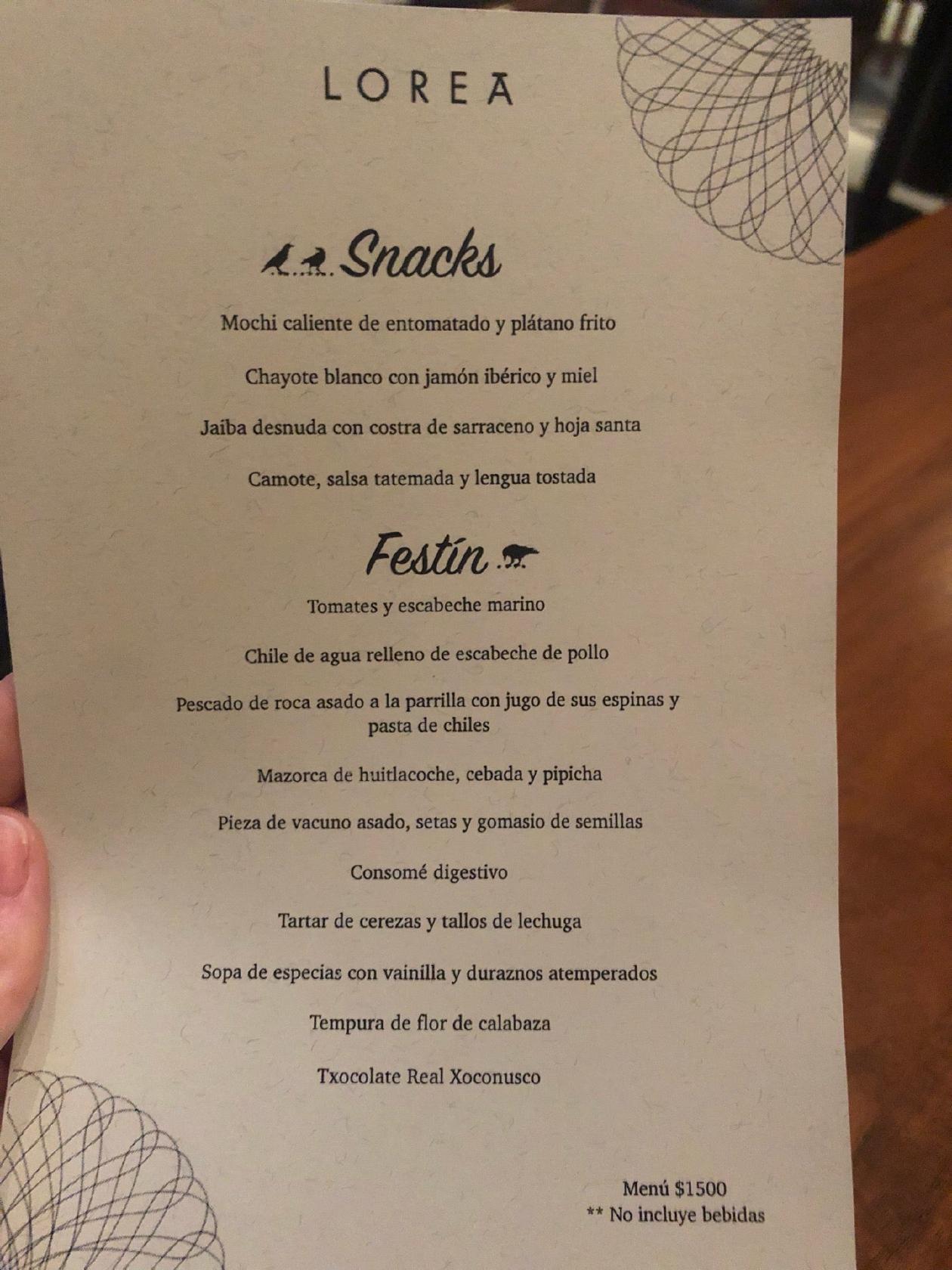 Menu at RESTAURANTE LOREA, Ciudad López Mateos