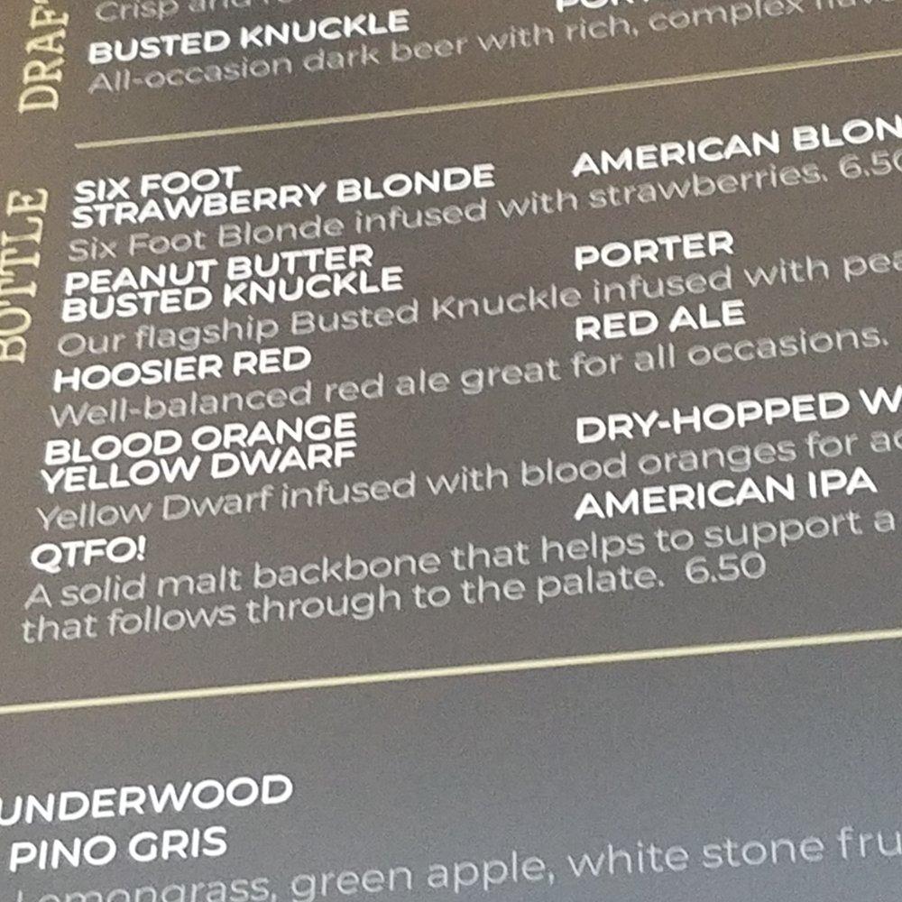 Menu at Hard Truth Hills pub & bar, Indianapolis