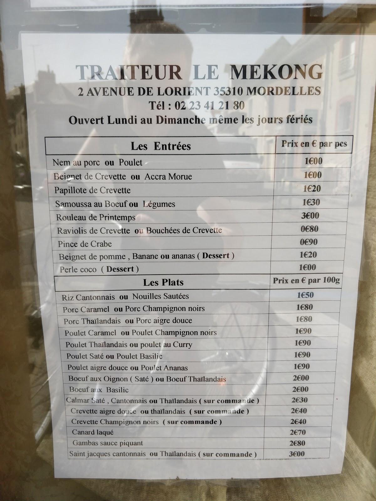 Menu au Le Mékong restaurant, Mordelles
