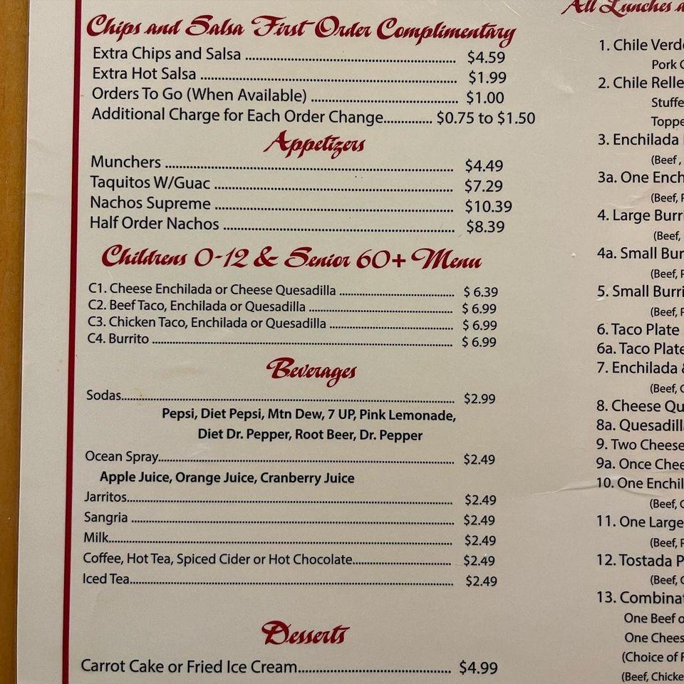 Menu at Ricardo's Restaurant, Brigham City