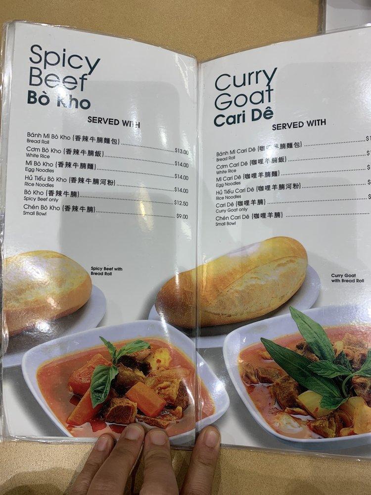 Menu at Tan Viet Noodle House restaurant, Cabramatta, 100 John St