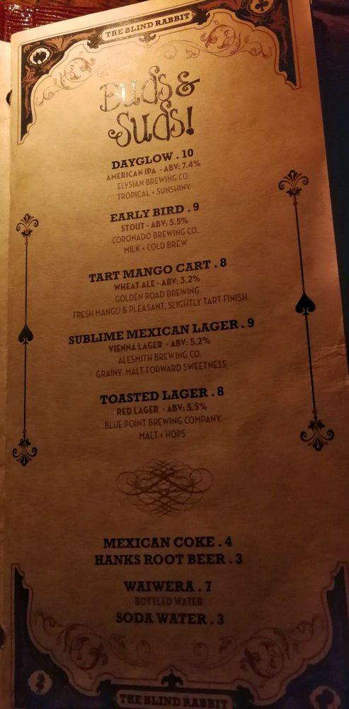 Menu at The Blind Rabbit pub & bar, Anaheim