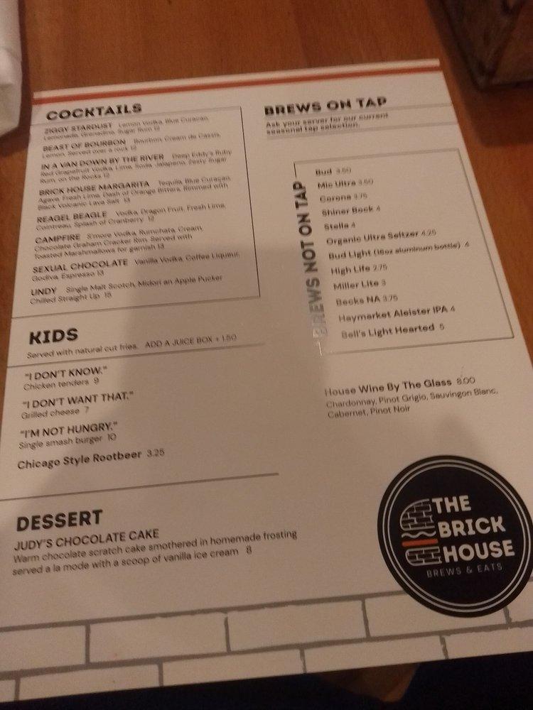 Menu at The Brick House restaurant, Benton Harbor