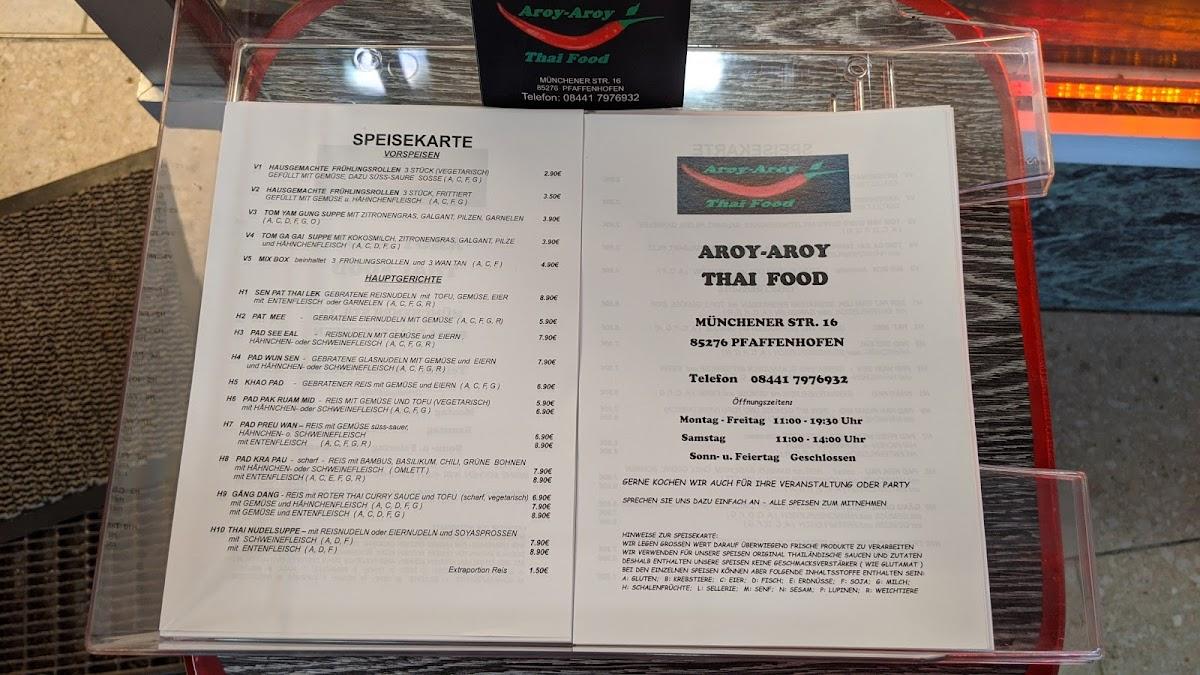 Menu at Aroy Aroy Thai Food pub & bar, Pfaffenhofen an der Ilm