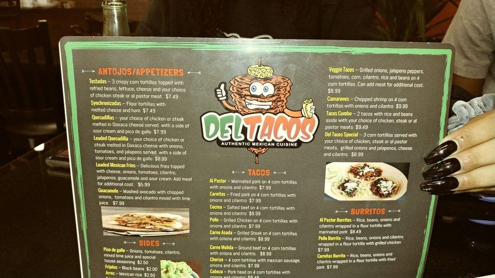 Menu at Del Tacos restaurant, Stroudsburg