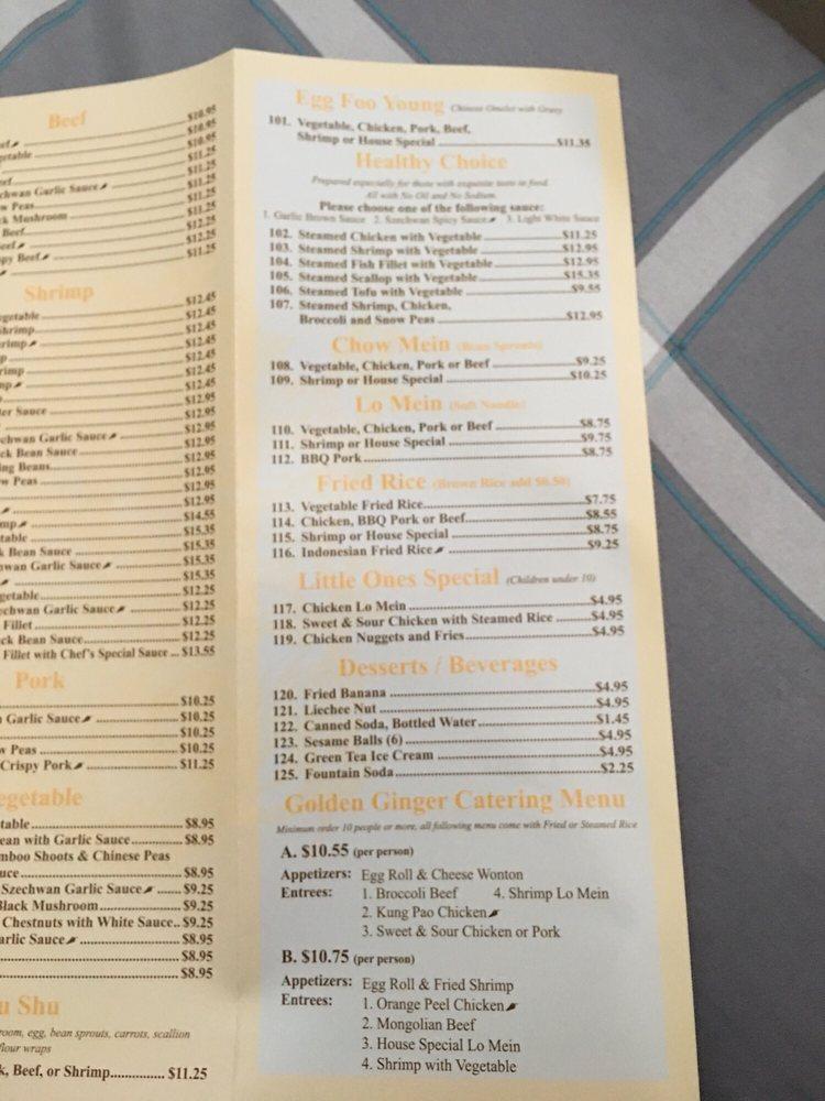 Menu at Golden Ginger restaurant, Hemet, 268 E Stetson Ave