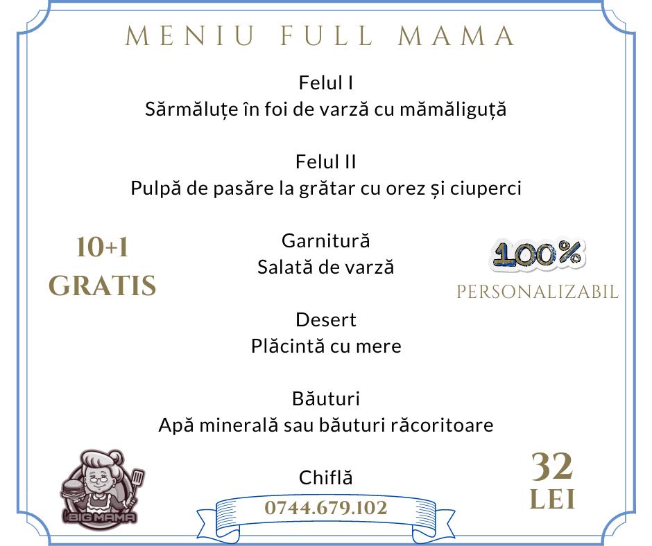 Menu au Le Big Mama, Buzău