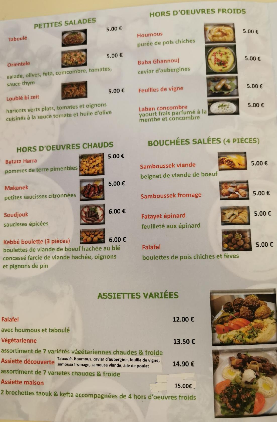 Menu au Le Cèdre Du Liban - Restaurant Libanais, Nanterre