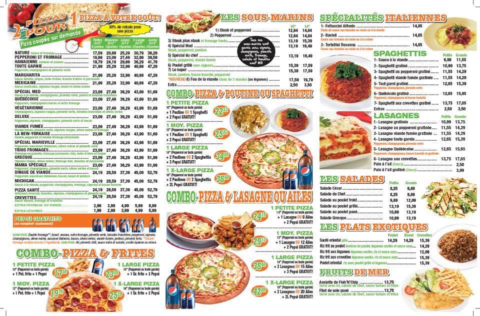 Menu at MED Pizza - Marieville pizzeria, Marieville