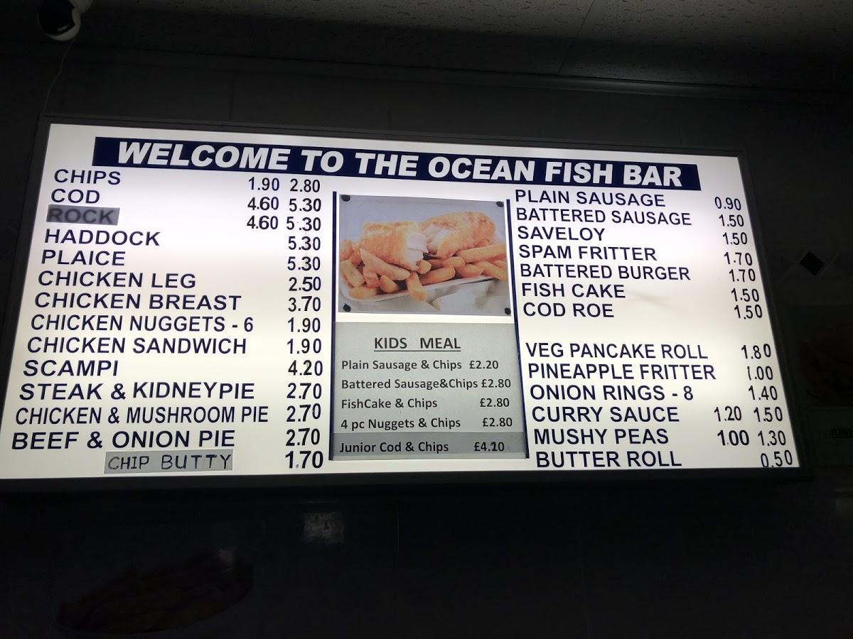 Menu at Ocean Fish Bar, Stevenage