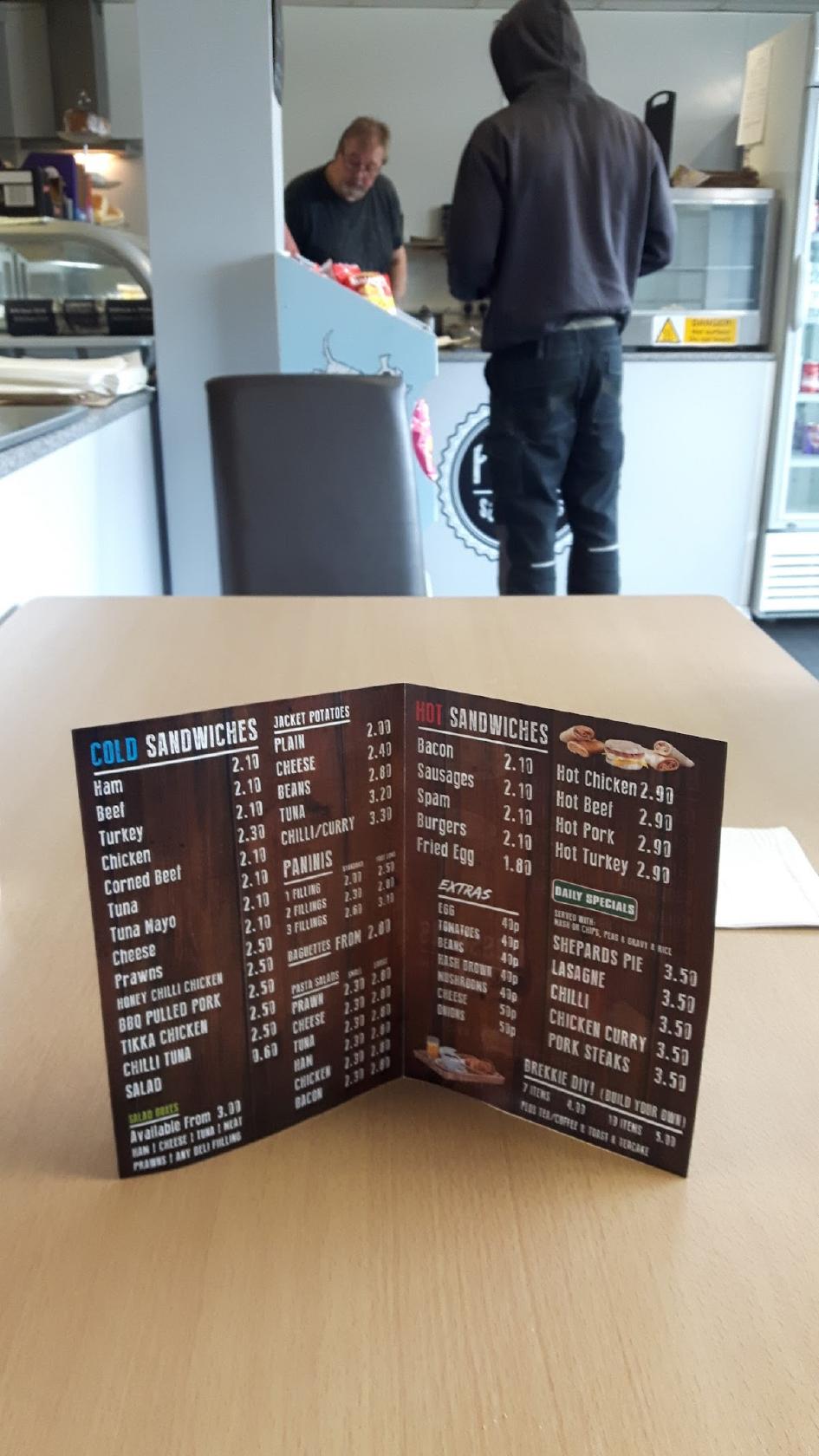 Menu at Peckish cafe, Halifax