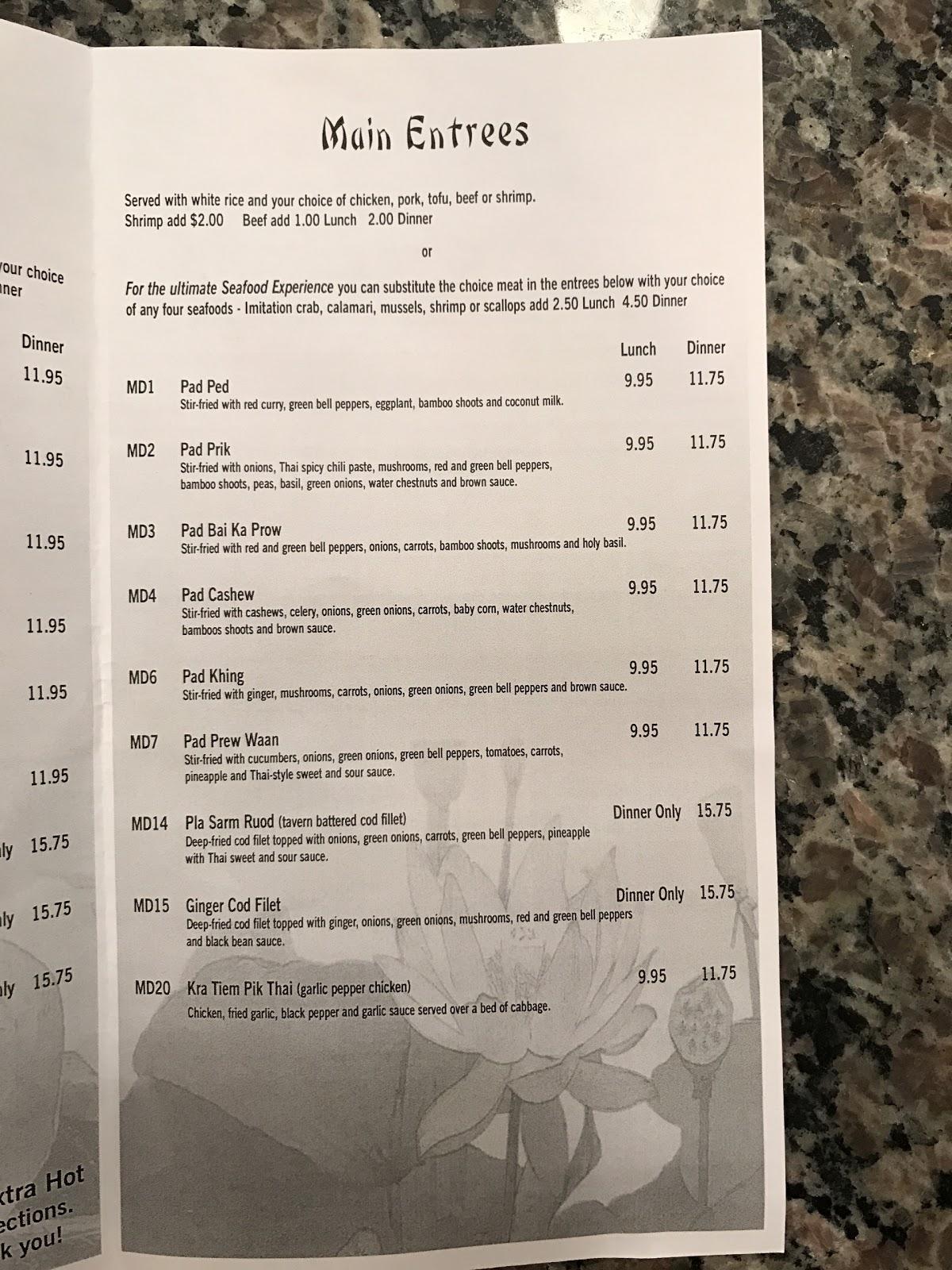 Menu at Siam Fusion Thai Cuisine restaurant, White Lake charter Township