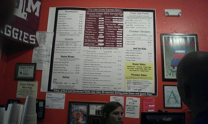 Menu at The Little Dooey BBQ, Starkville