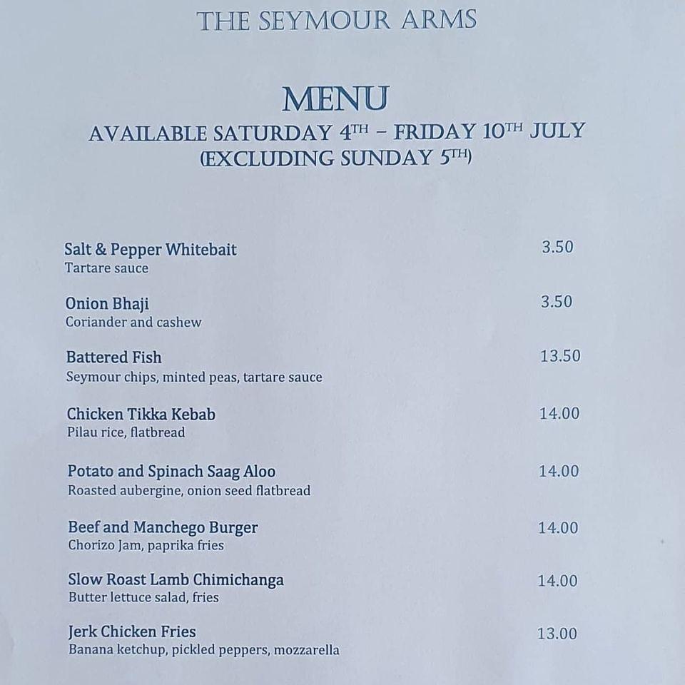 Menu at The Seymour Arms pub & bar, Bristol, Bath Rd
