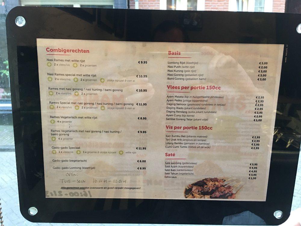 Menu at Toko Manis, Amsterdam