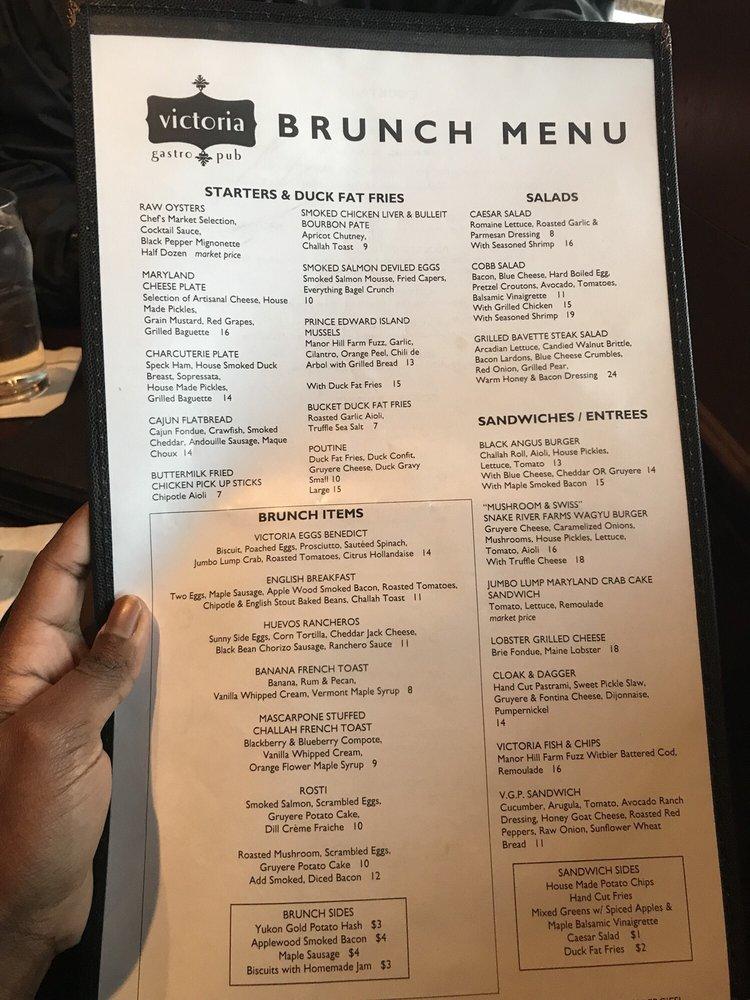 Menu at Victoria Gastro Pub, Columbia, Snowden River Pkwy Ste D