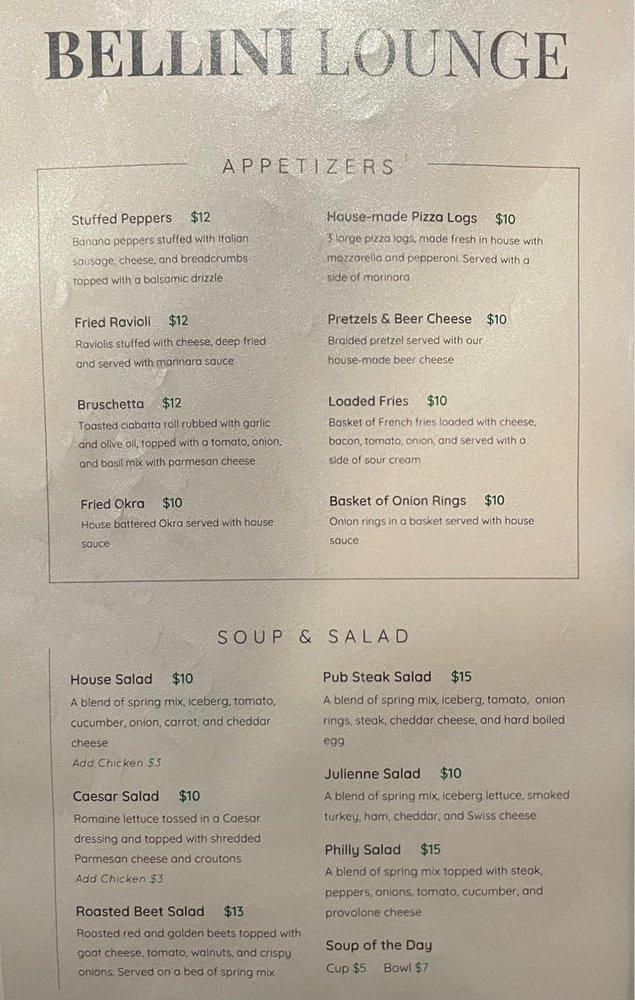Menu at Bellini Lounge pizzeria, Mayville
