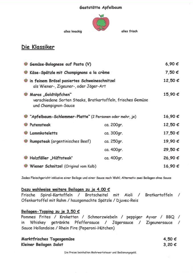 Menu at Gaststätte Apfelbaum pub & bar, Essen
