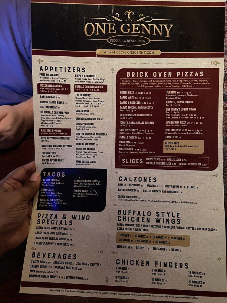 Menu at One Genny pub & bar, New Hartford