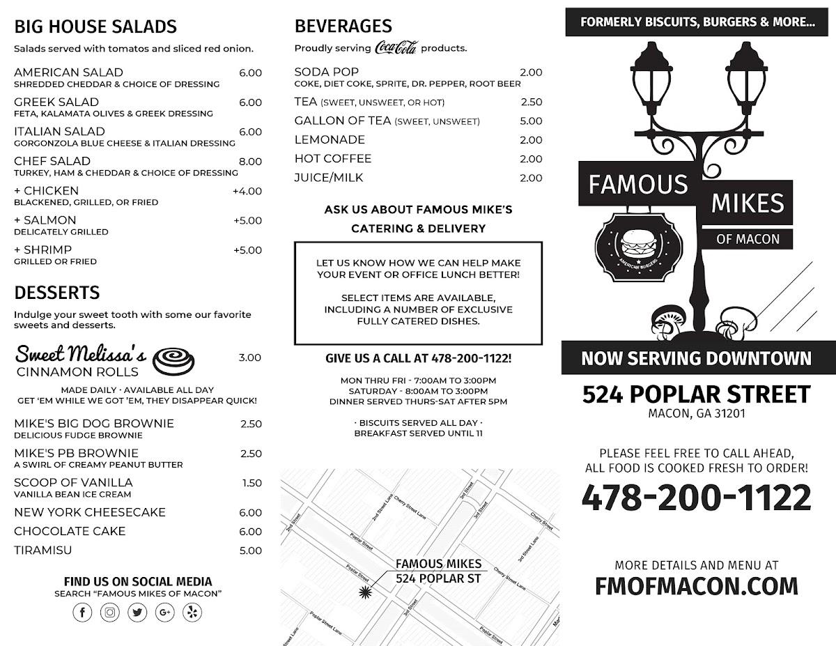 Menu at Famous Mike's of Macon restaurant, Macon