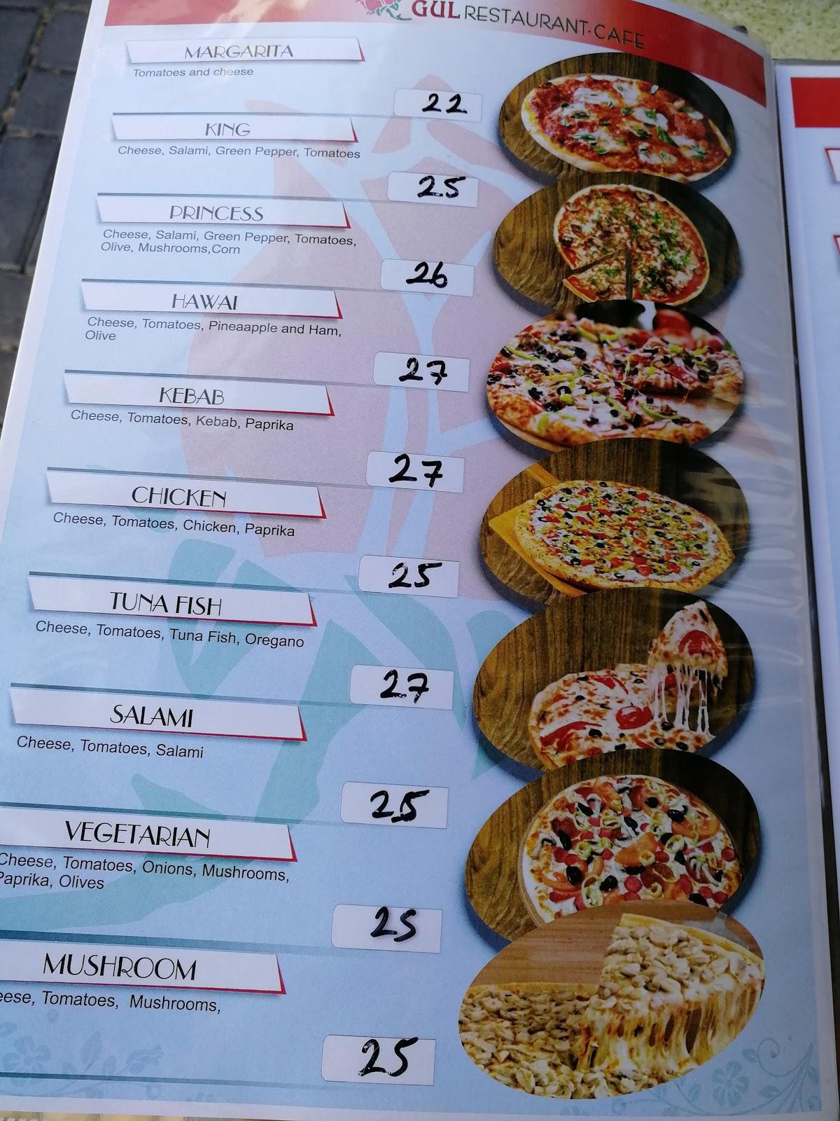 Menu at Gül pide restoran, Alanya