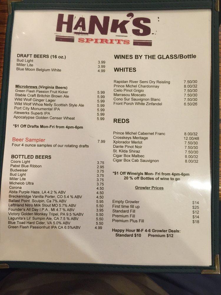 Menu at Hank's Grille & Catering BBQ, McGaheysville