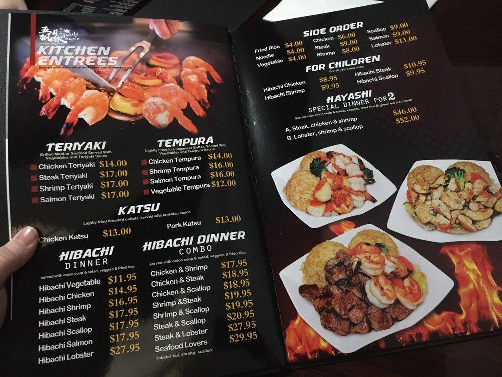 Menu at Hayashi Maple restaurant, Chardon