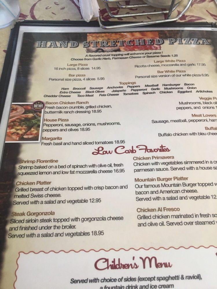 Menu at Hurley Mountain Inn pub & bar, Hurley