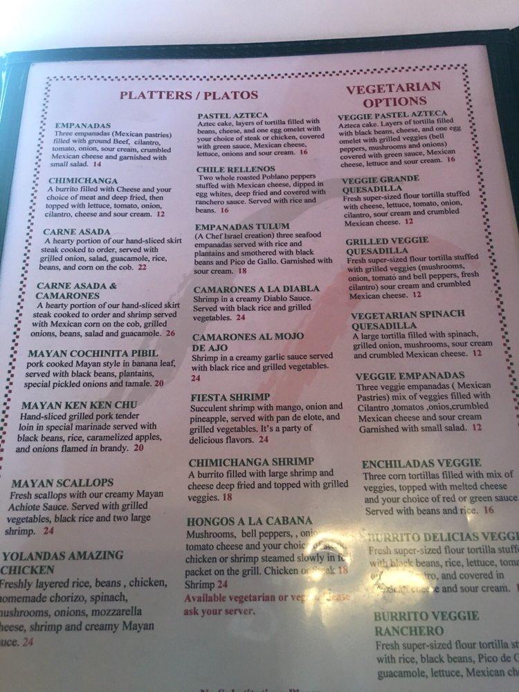 Menu at Israel’s Delicias De Mexico Gourmet restaurant, New Albany