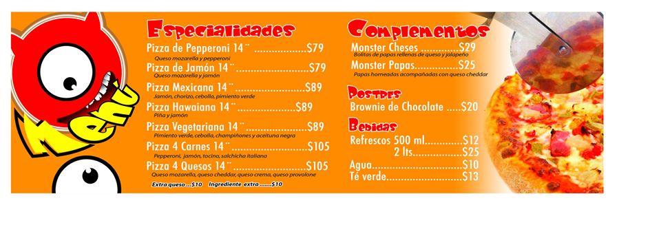 Menu at Monster Pizza restaurant, Ciudad Apodaca