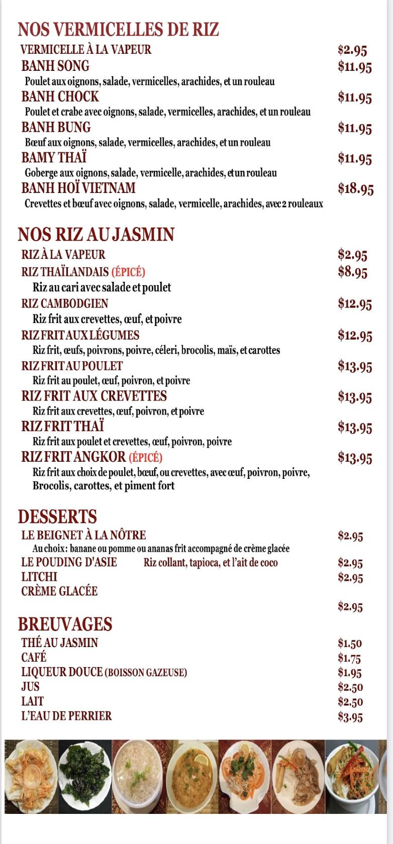 Menu au Rasmey Angkor Restaurant, Mascouche