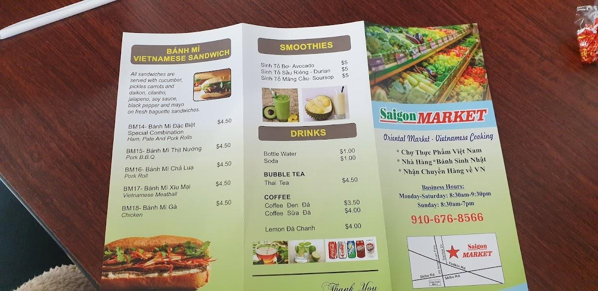 Menu at Saigon Market LLC restaurant, Fayetteville