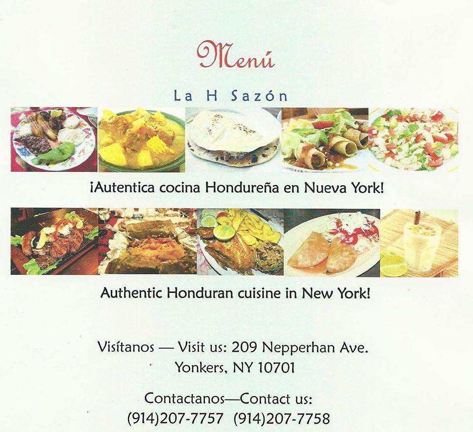 Menu at Sazon Centroamericano restaurant, Yonkers