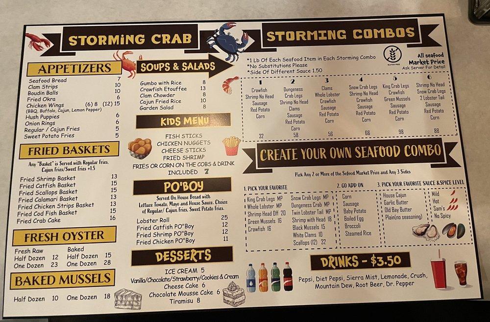 Menu at Storming Crab restaurant, Henderson