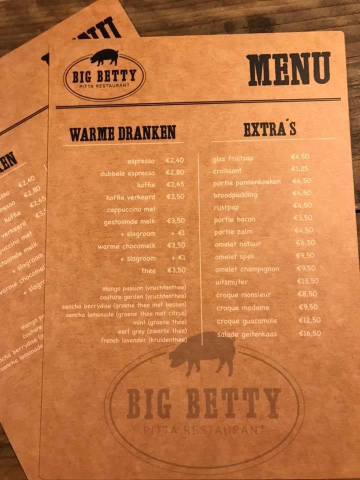 Menu at Big Betty, Kapellen